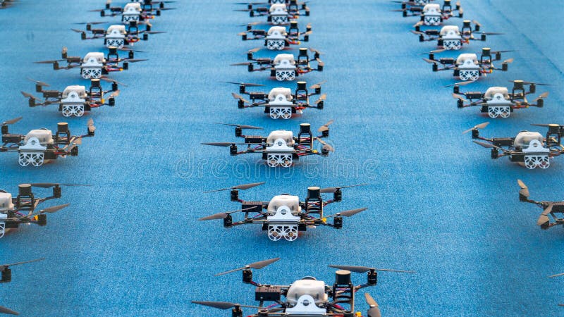 Multiple Drones Lined Up for a Drone Show Stock Photo - Image of ...