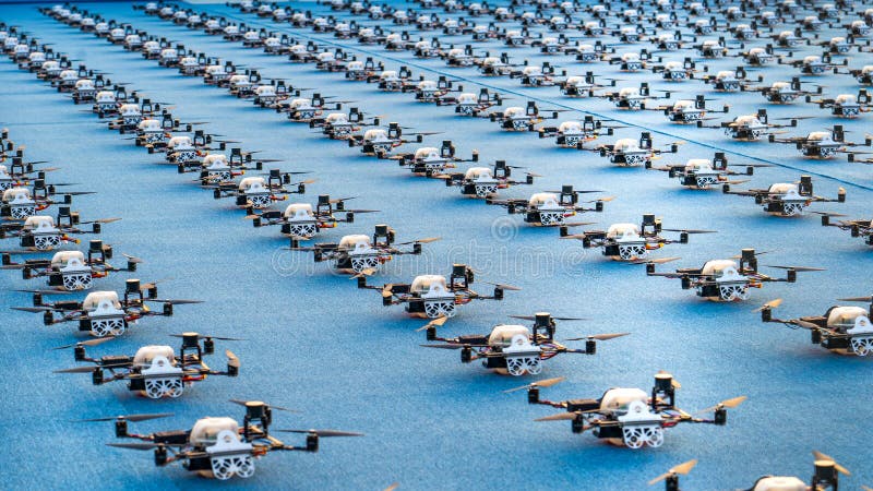 Multiple Drones Lined Up for a Drone Show Stock Image - Image of store ...