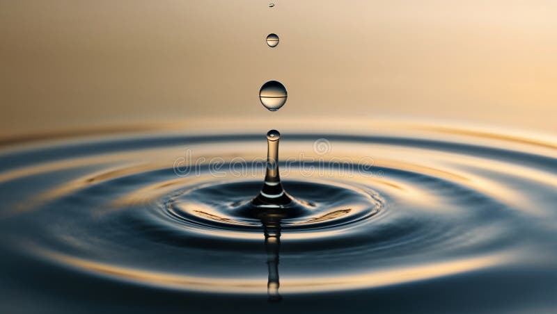 Multiple Drops of Water Creating Ripples in Tranquil Scene Stock ...