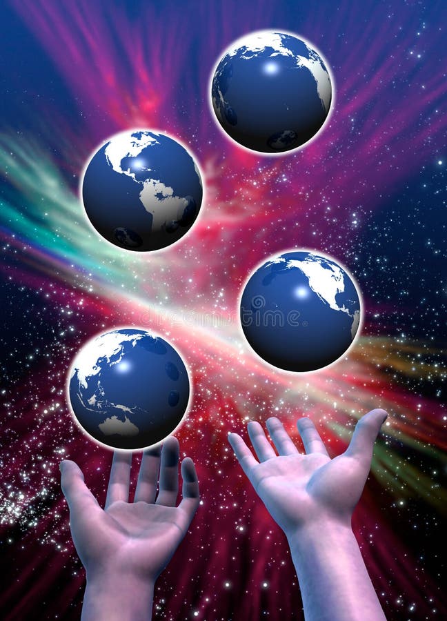 Multiple Earths Been Juggled Stock Illustration - Illustration of ...