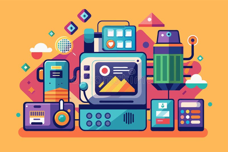 Multiple Electronic Devices Lined Up Side by Side on a Surface ...