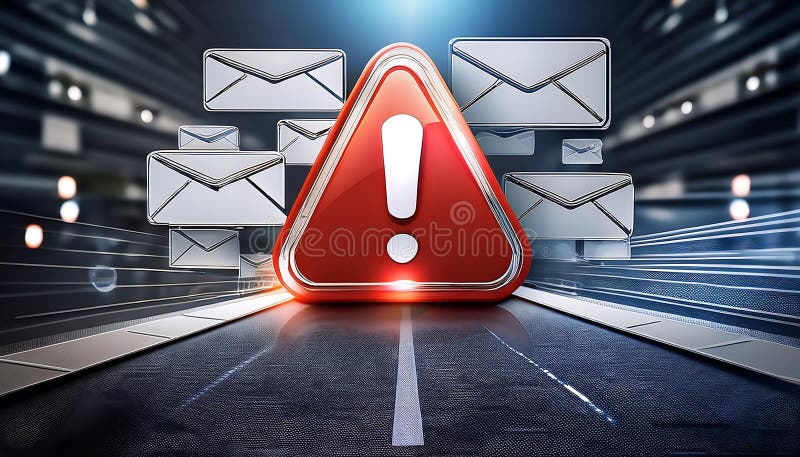 Multiple Email Icons and a Large Red Exclamation Mark, Indicating a ...