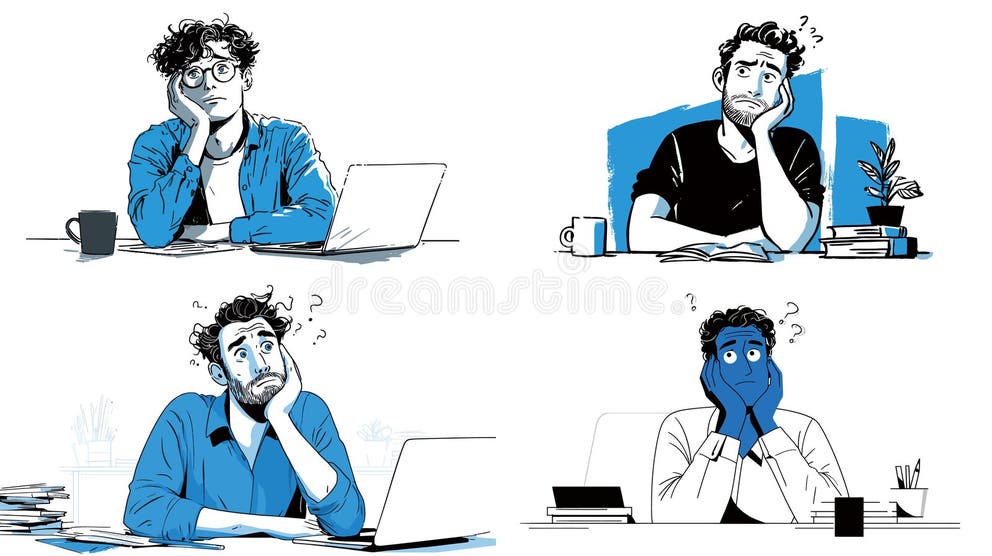 Multiple Emotions of a Man in Different Settings Expressing Frustration ...