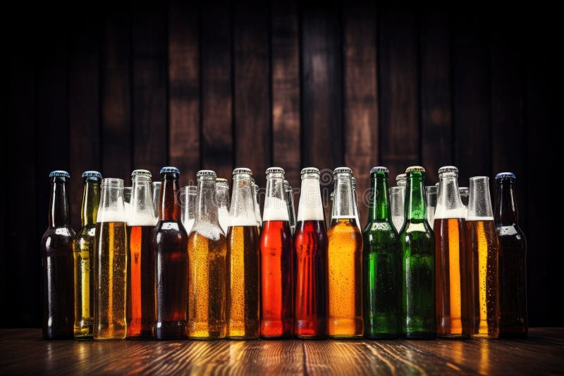 Multiple Empty Beer Bottles Stacked on Each Other Stock Image - Image ...