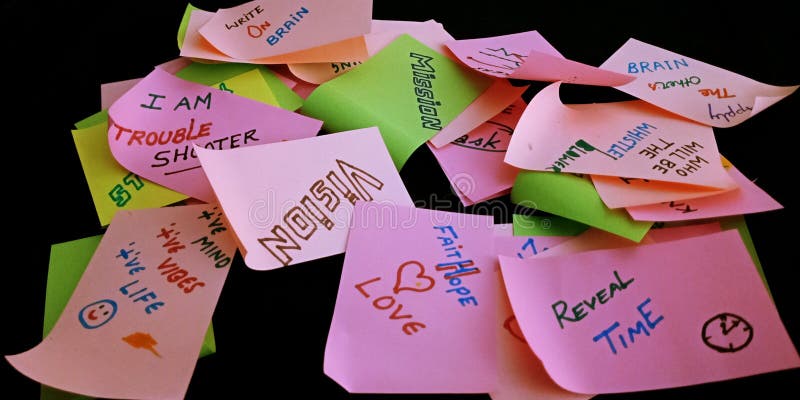 Multiple English Quotation Kept into Black Background Stock Photo ...