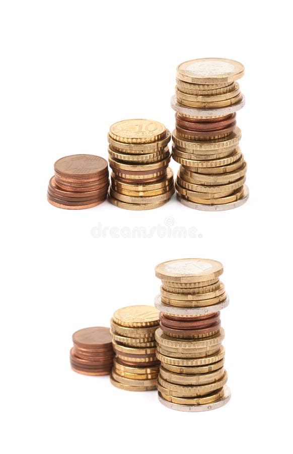 Multiple Euro Coins Isolated Stock Photo - Image of euro, earnings ...