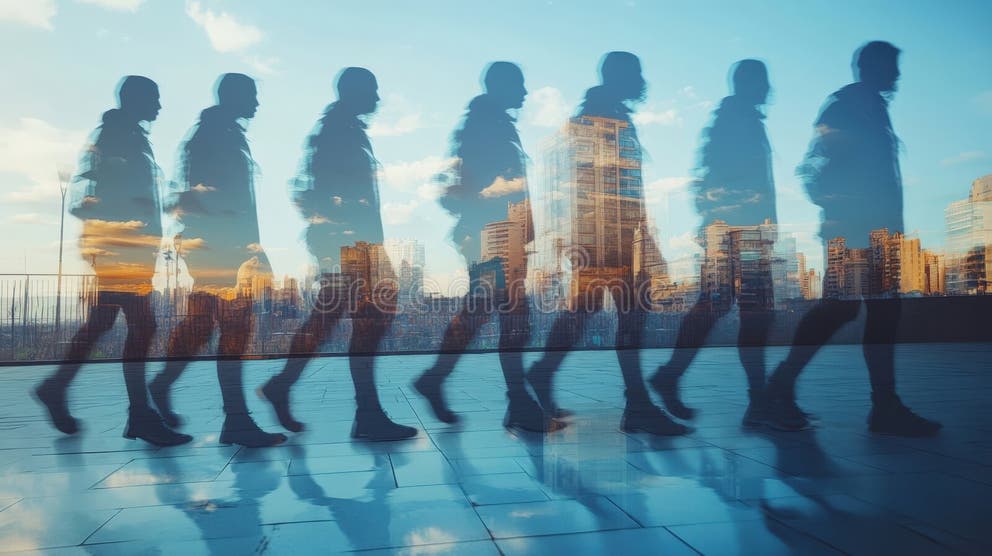 Multiple Exposure Effect Showing Persons Moving Stock Illustration ...
