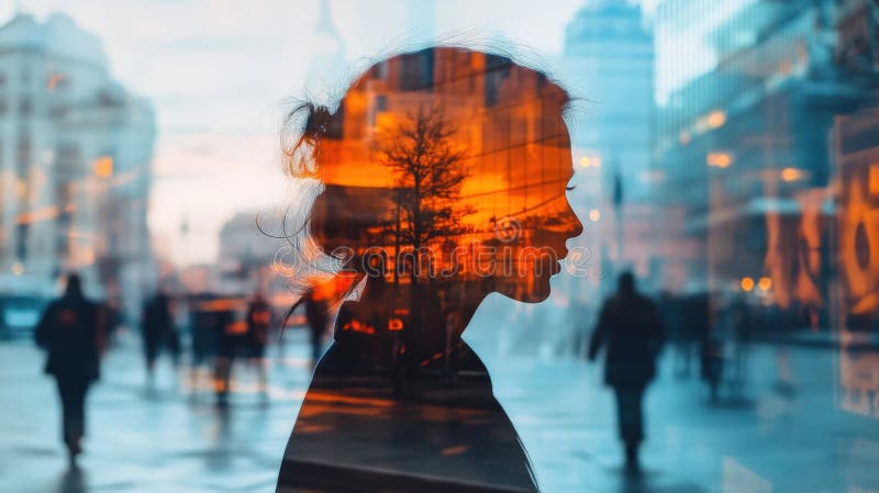 Multiple Exposure Effect Showing a Woman Stock Illustration ...