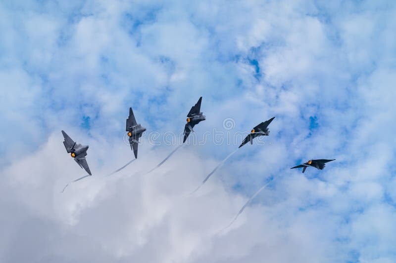 Multiple Exposure of a Fighter Jet Rolling Over Stock Image - Image of ...