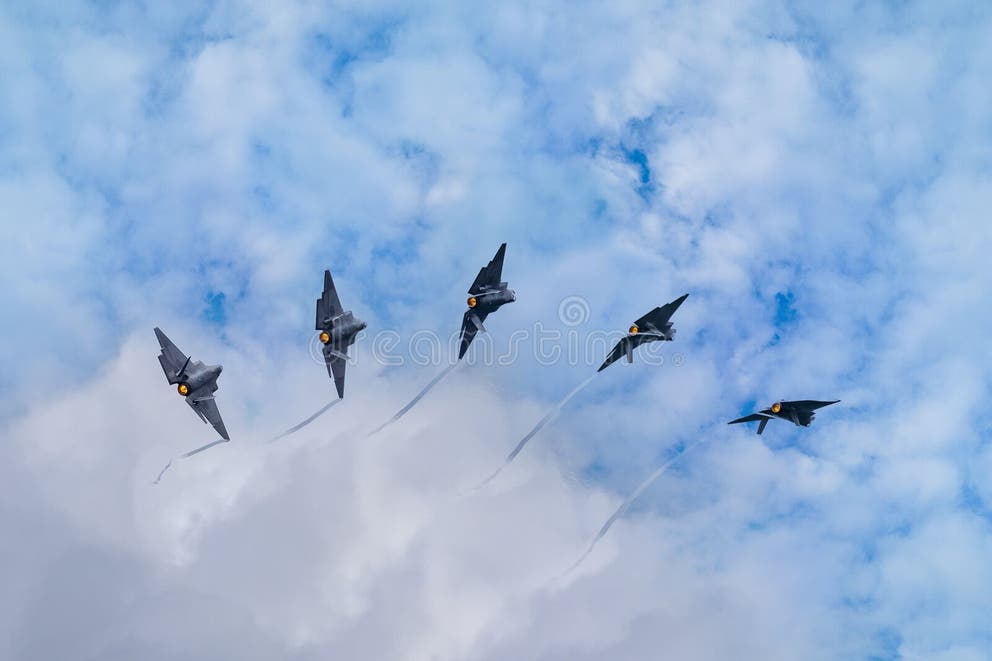 Multiple Exposure of a Fighter Jet Rolling Over Stock Image - Image of ...
