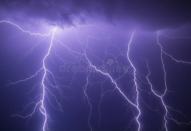 Multiple Exposure of Lightning Lightning Strikes Captured Multip Stock ...