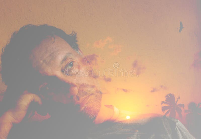 Multiple Exposure Photography. Depressive Man Stock Photo - Image of ...