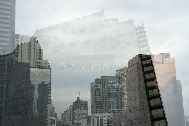 Portrait of Tall Corporate Buildings in Multiple Exposure Stock Photo ...