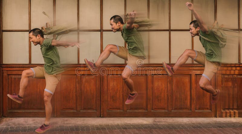 Multiple Exposure of a Young Man Jumping with Motion Blur Stock Image ...