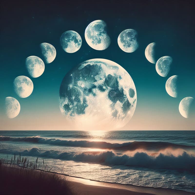 Multiple Exposures of Moon Phases Multiple Exposures of the Moon Stock ...