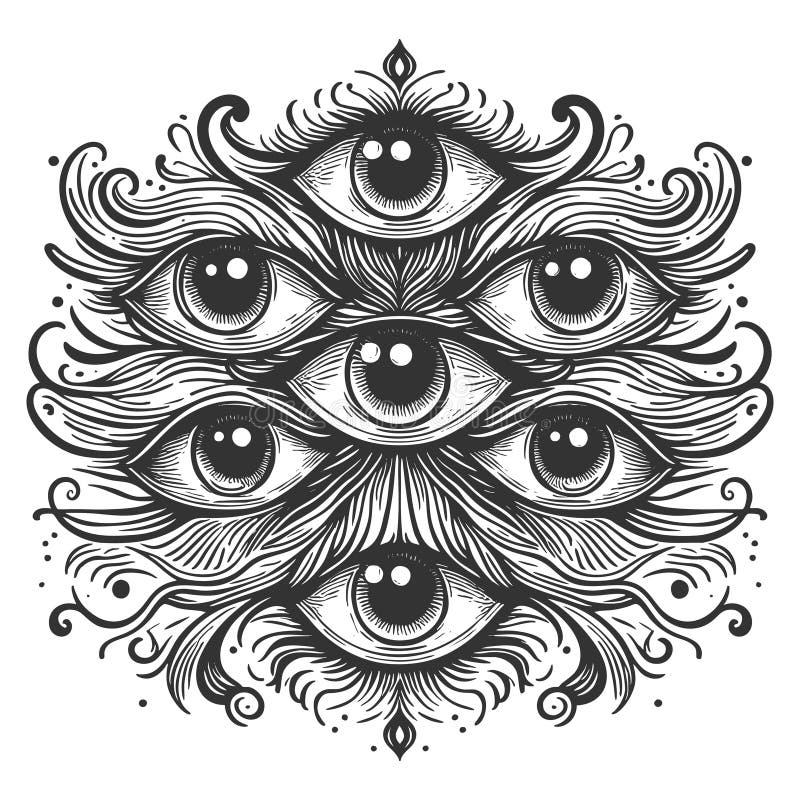 Multiple Eyes Raster Illustration Stock Photo - Image of bizarre ...