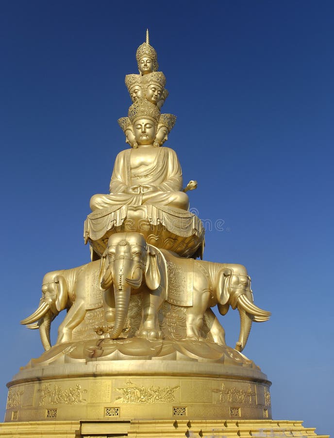 Multiple Faced Buddha on Elephant Stock Image - Image of emei, statue ...