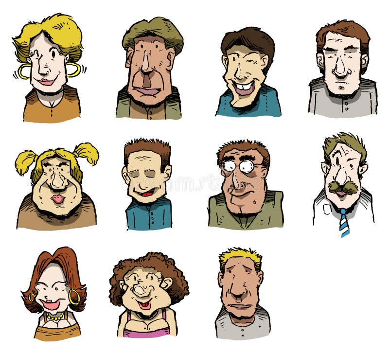 Multiple faces illustrated stock illustration. Illustration of avatar ...