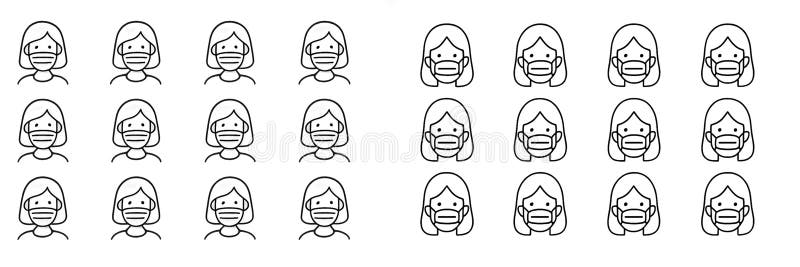 Multiple Faces Wearing Masks in a Grid Pattern Representing Safety and ...