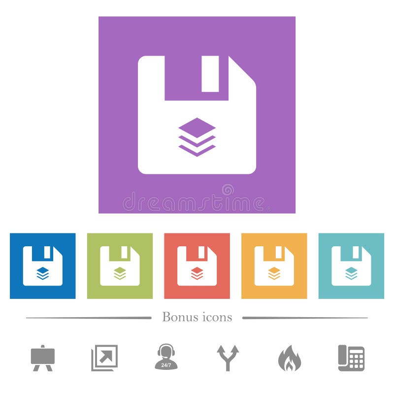 Multiple Files Flat Icons on Color Rounded Square Backgrounds Stock ...