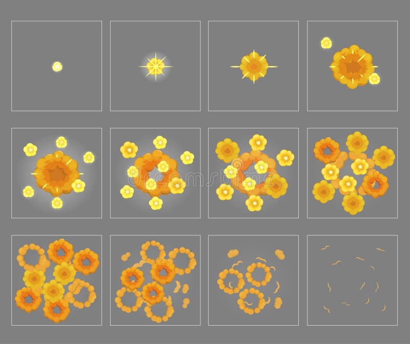 Multiple Fire Explosion Special Effect Animation Frames Stock Vector ...