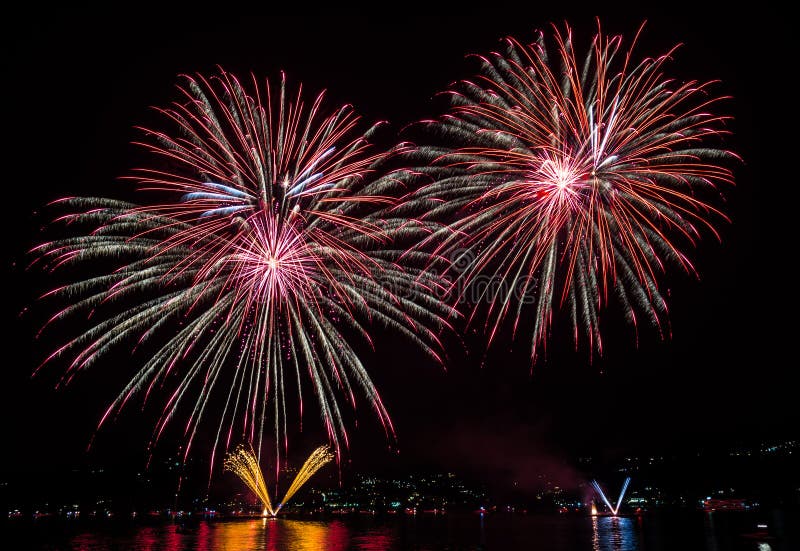 Multiple fireworks stock photo. Image of pink, light - 57990236