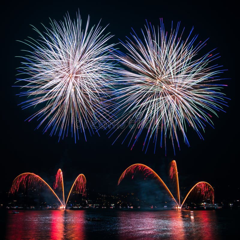 Multiple fireworks stock image. Image of black, colorful - 57990265