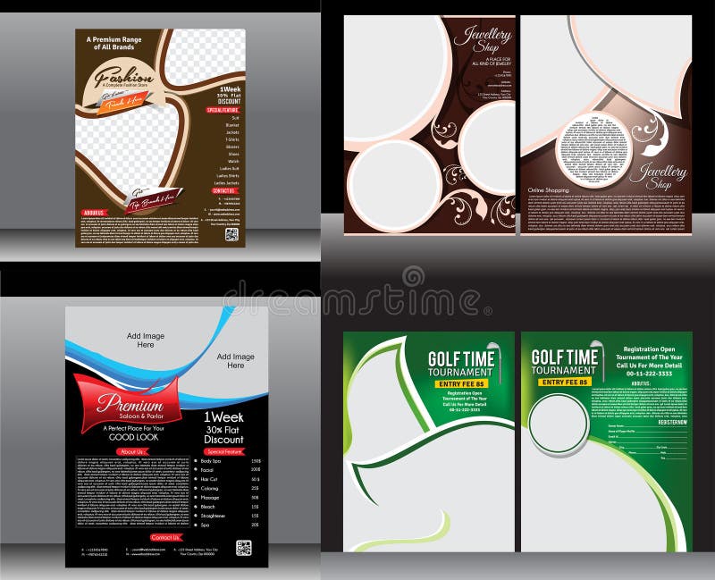 Multiple Flyer Template Design Set Stock Illustration - Illustration of ...
