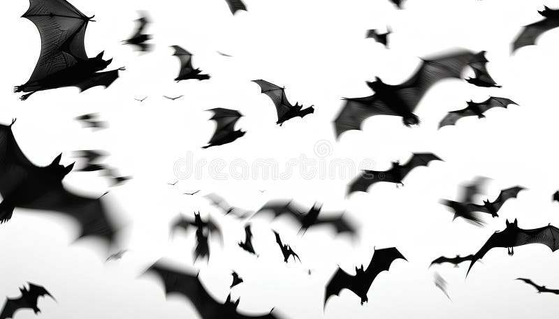 Multiple Flying Bats in Motion Isolated on White Background Stock Photo ...