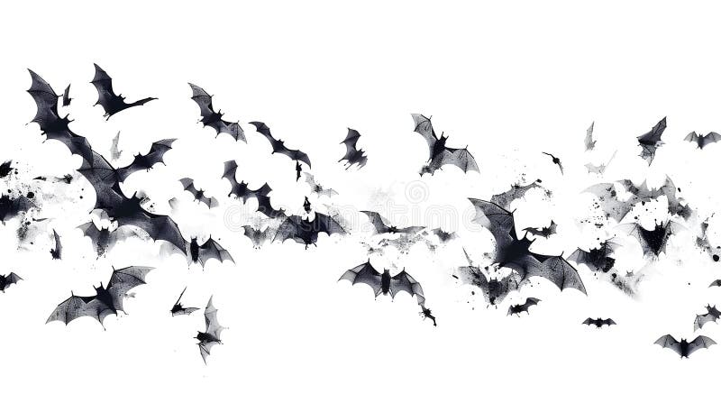 Multiple Flying Bats in Motion Isolated on White Background Stock Photo ...