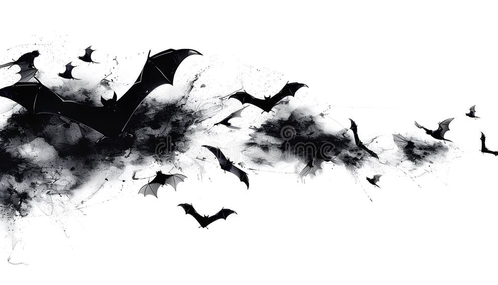 Multiple Flying Bats in Motion Isolated on White Background Stock Photo ...