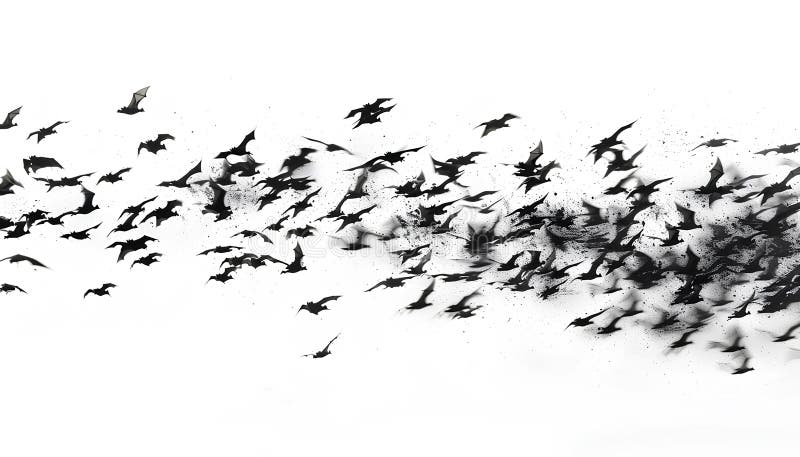 Multiple Flying Bats in Motion Isolated on White Background Stock Photo ...
