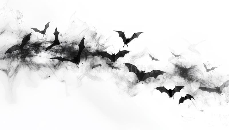 Multiple Flying Bats in Motion Isolated on White Background Stock Photo ...