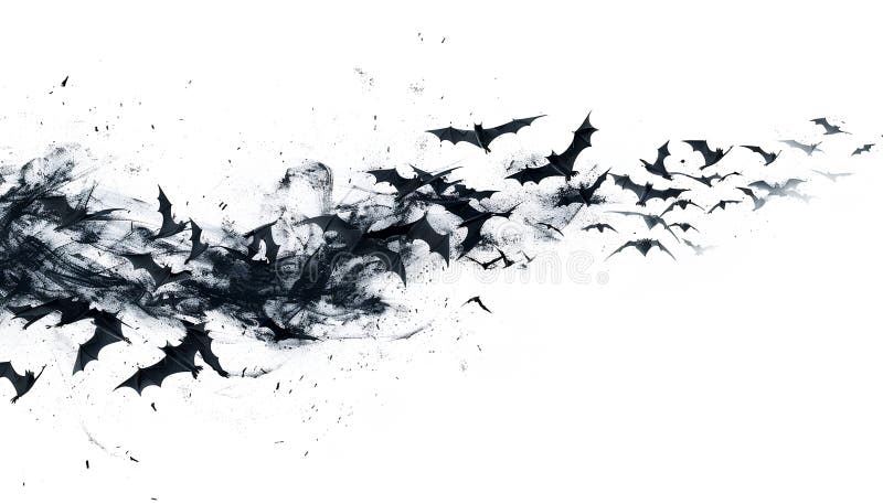 Multiple Flying Bats in Motion Isolated on White Background Stock Image ...