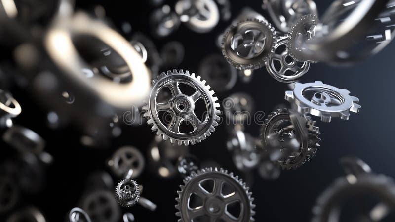 Multiple Gears in Motion with Abstract Lighting Mechanical Concept ...