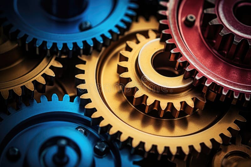 Multiple Gears in Operation Representing Teamwork Stock Photo - Image ...