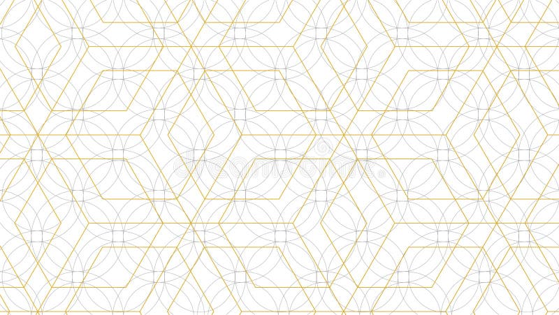 Multiple Geometric Yellow Shapes and Circles in Rows on White ...