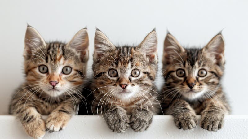 Multiple Ginger Cats Looking at Camera on White Background . a Group of ...