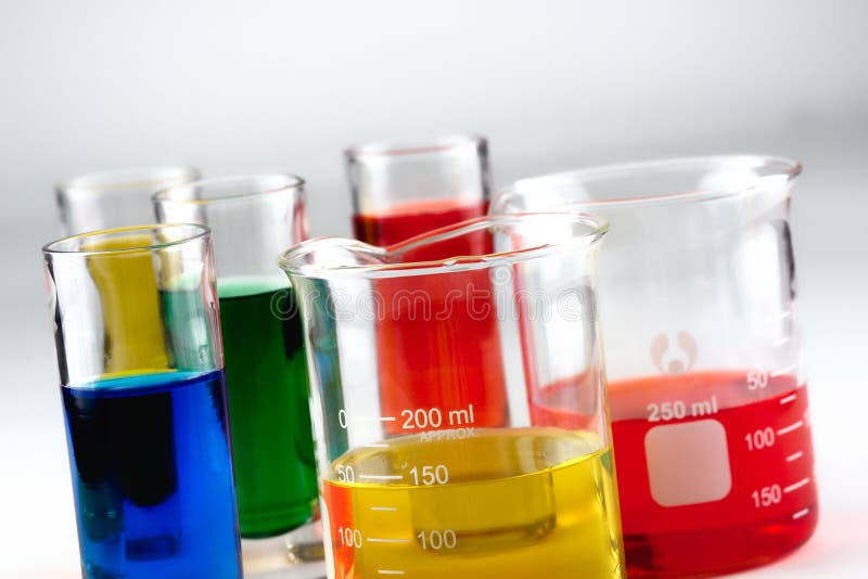 Scientific Beakers in Science Research Lab Stock Image - Image of ...