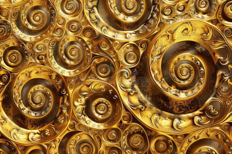 Multiple Gold Spirals Elegantly Decorating a Wall, Creating a Luxurious ...