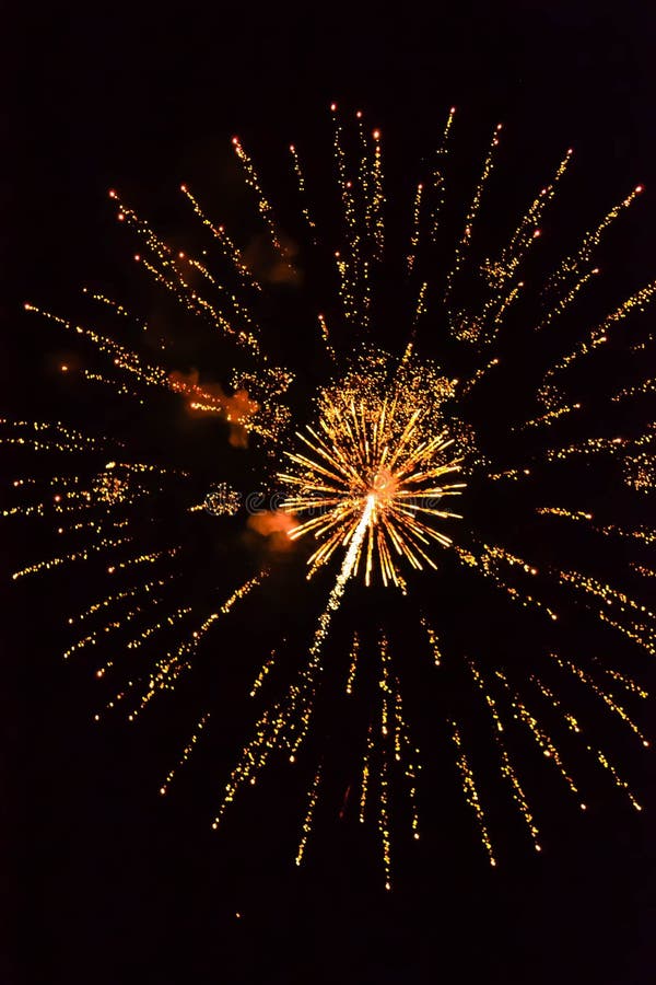 Multiple Golden Fireworks stock image. Image of july - 42511083