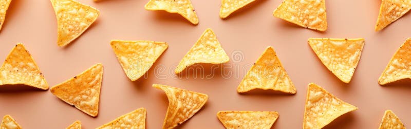 Multiple Golden Triangular Tortilla Chips Arranged on a Vibrant Pink ...