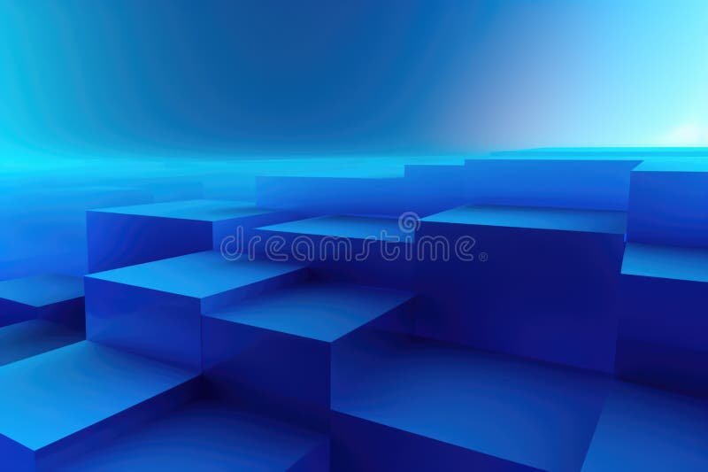 Multiple Gradient Blue Cubes on Blue Background, Created Using ...