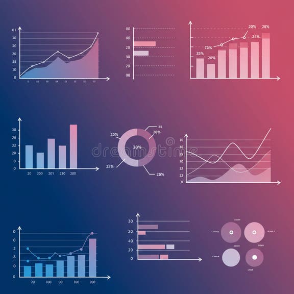Multiple Graphs and Charts on a Gradient Background Transitioning from ...