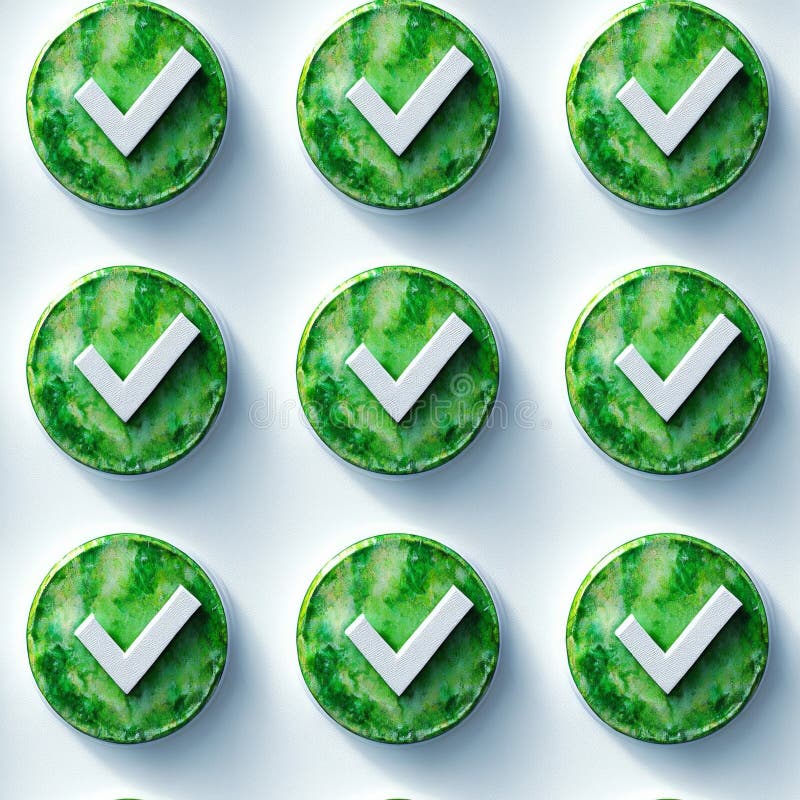 Multiple Green Approval Checkmarks Arranged Circular Pattern Featuring ...
