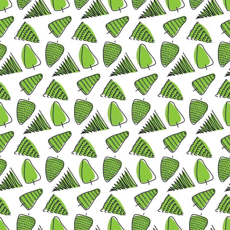 Unique Green Geometric Patterns Showcasing Various Tree Shapes on a ...