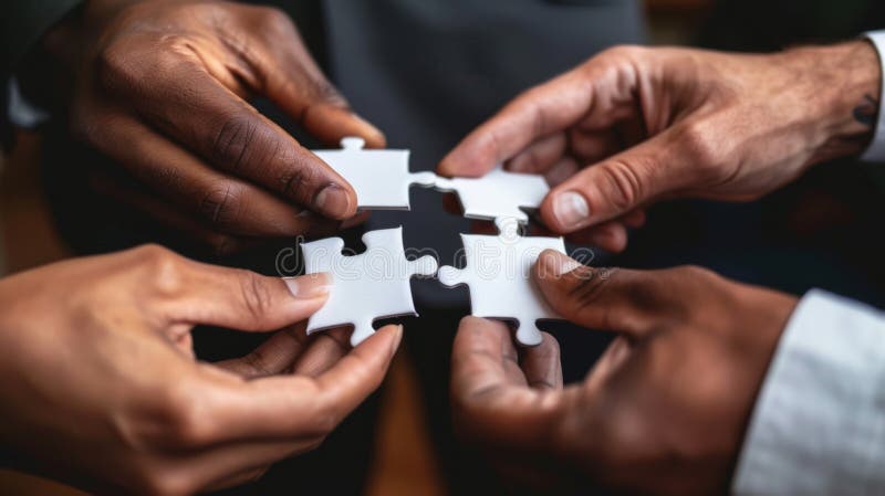 Hands Joining Puzzle Pieces. AI Generated Stock Image - Image of ...