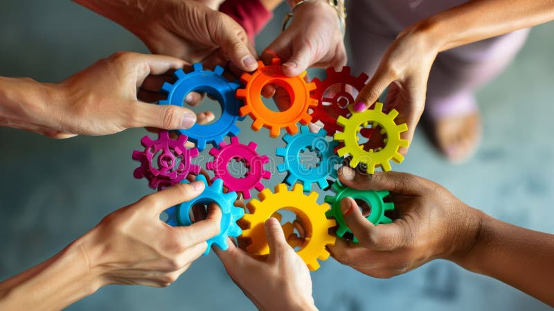 The Colorful Teamwork Gears.AI Generated Image Stock Image - Image of ...