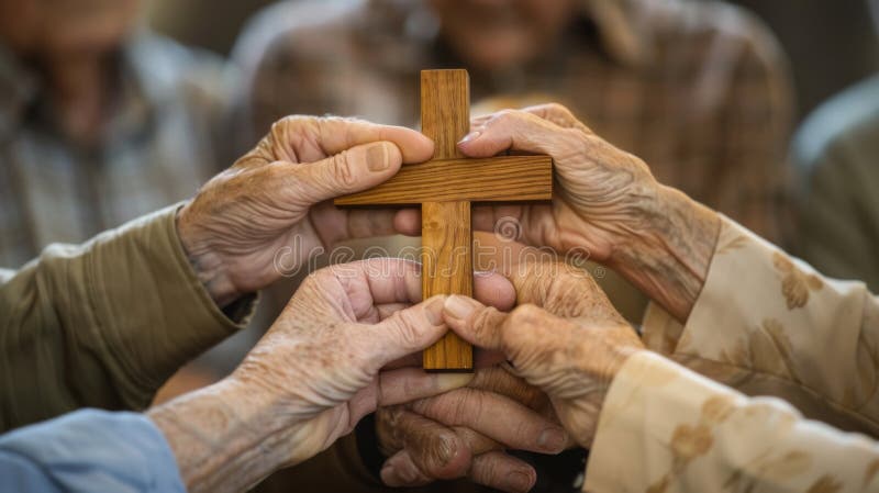 A Group Holding Wooden Cross.AI Generated Image Stock Photo - Image of ...