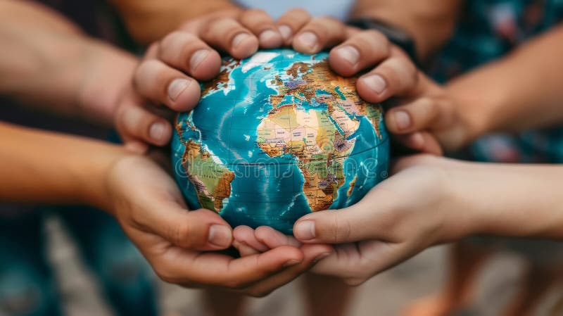 Multiple Hands from Different Ethnic Backgrounds Holding a Globe ...